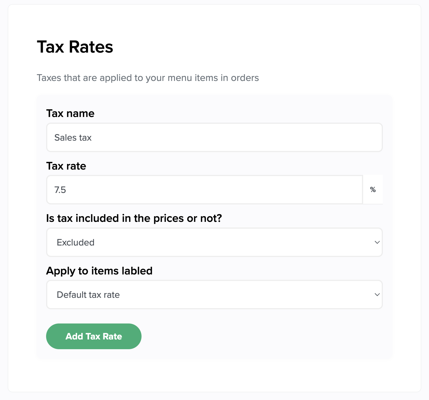 Settings - QR code menu documentation